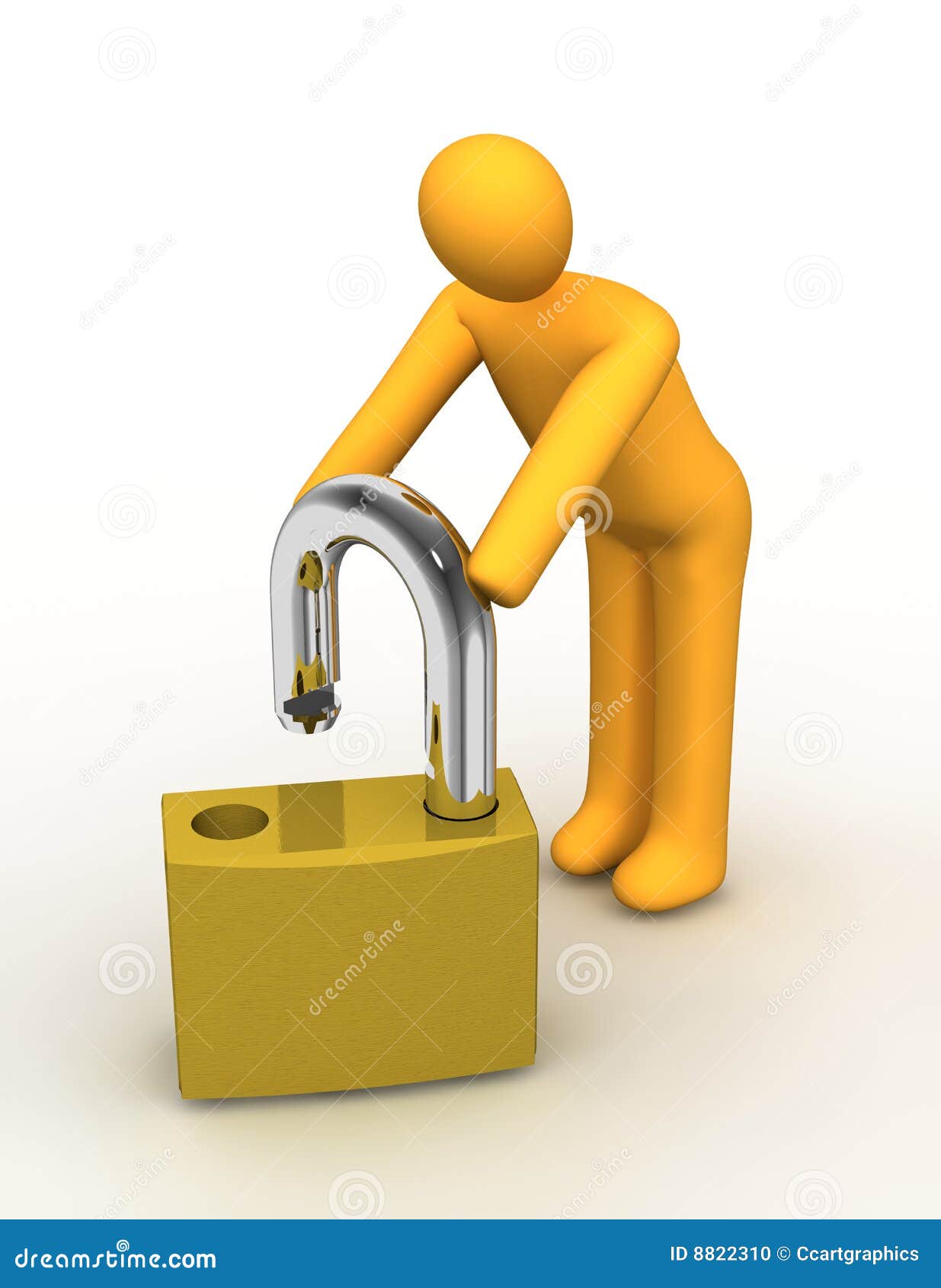 Man opening padlock stock illustration. Illustration of secure - 8822310