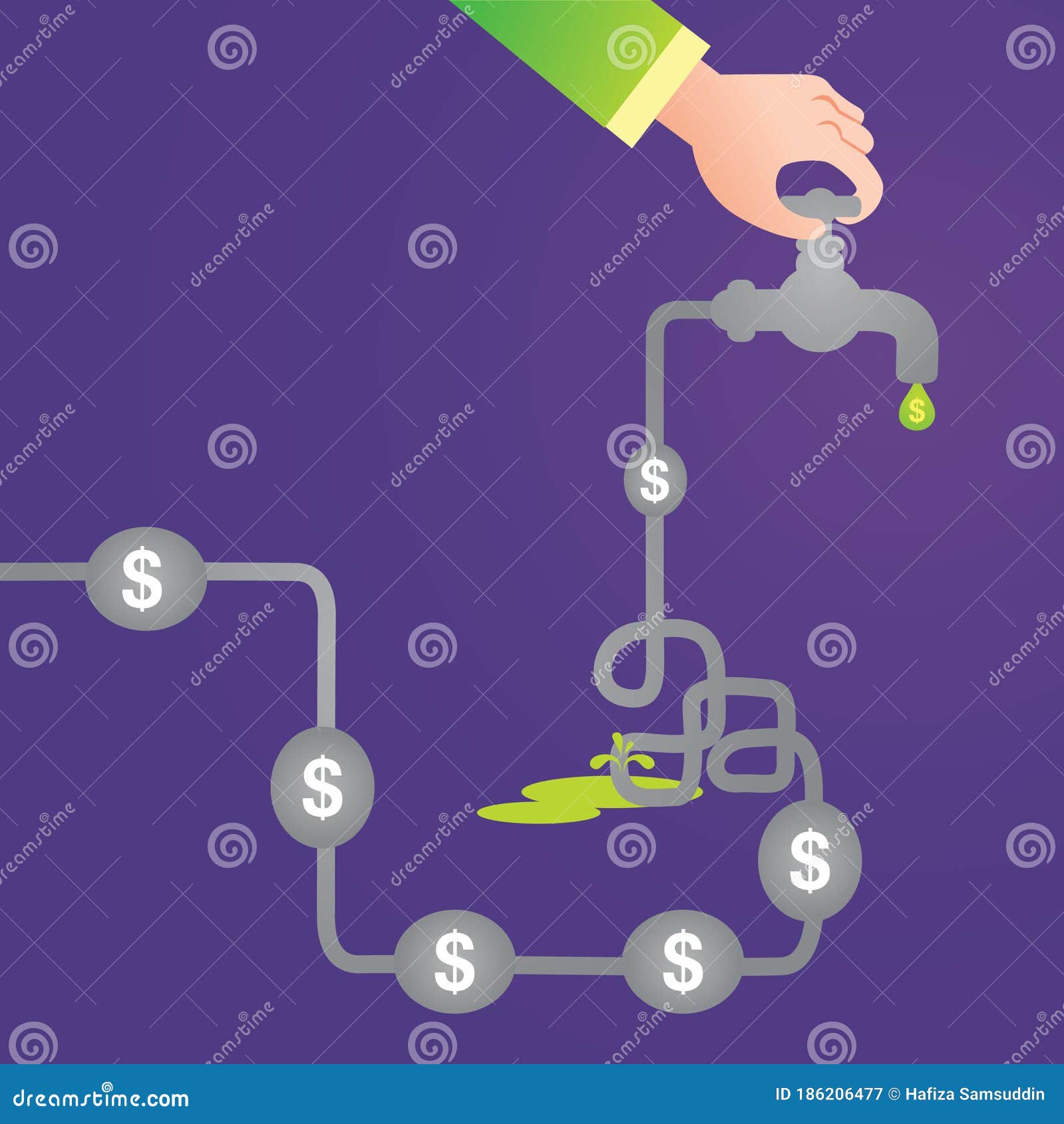 Man Opening Tap. Vector Illustration Decorative Design Stock Vector ...