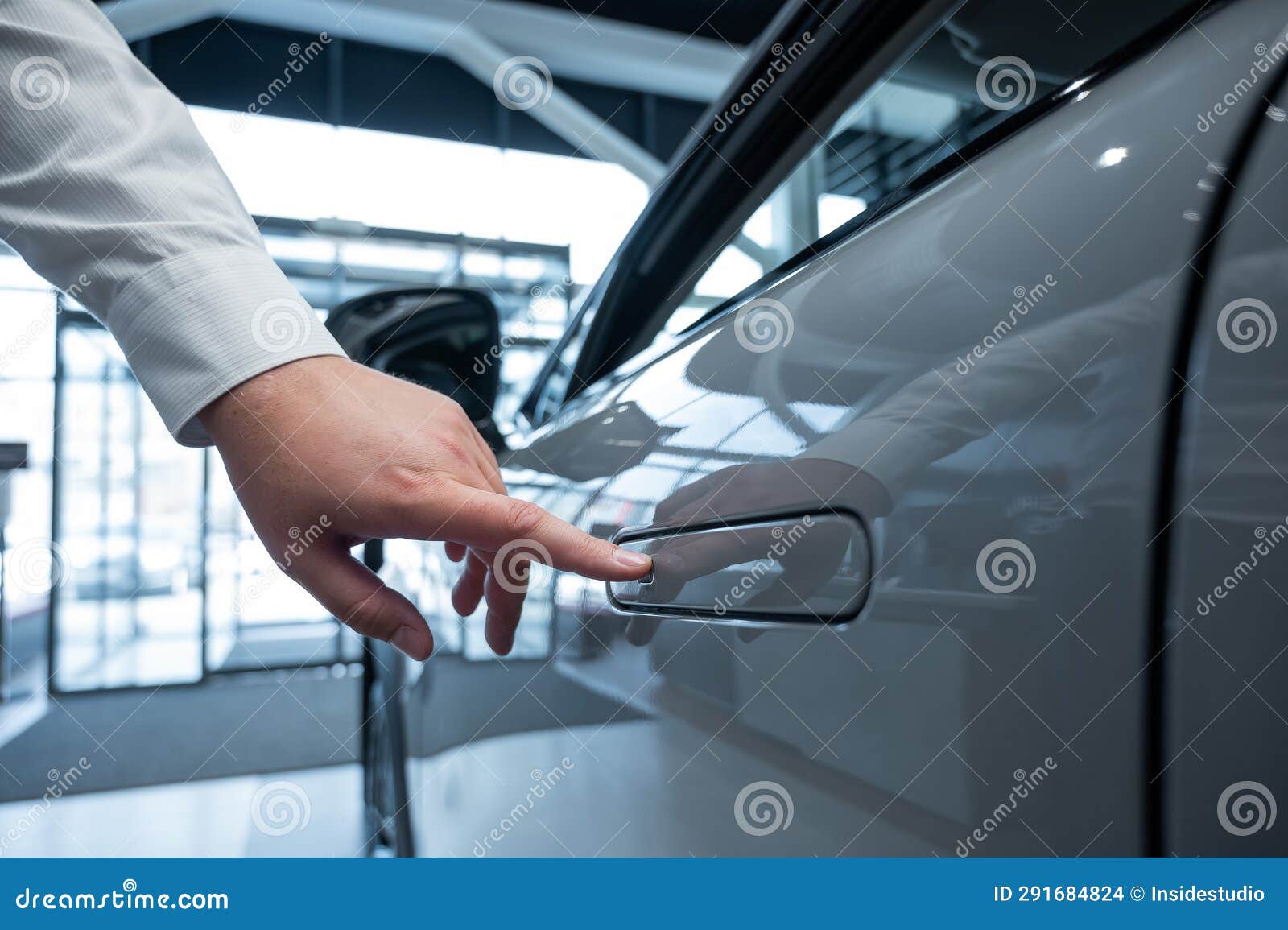 A Man Opens a Car Door with a Fingerprint. Integrated Handle. Stock ... A Man Opens a Car Door with a Fingerprint. Integrated Handle. Stock ...