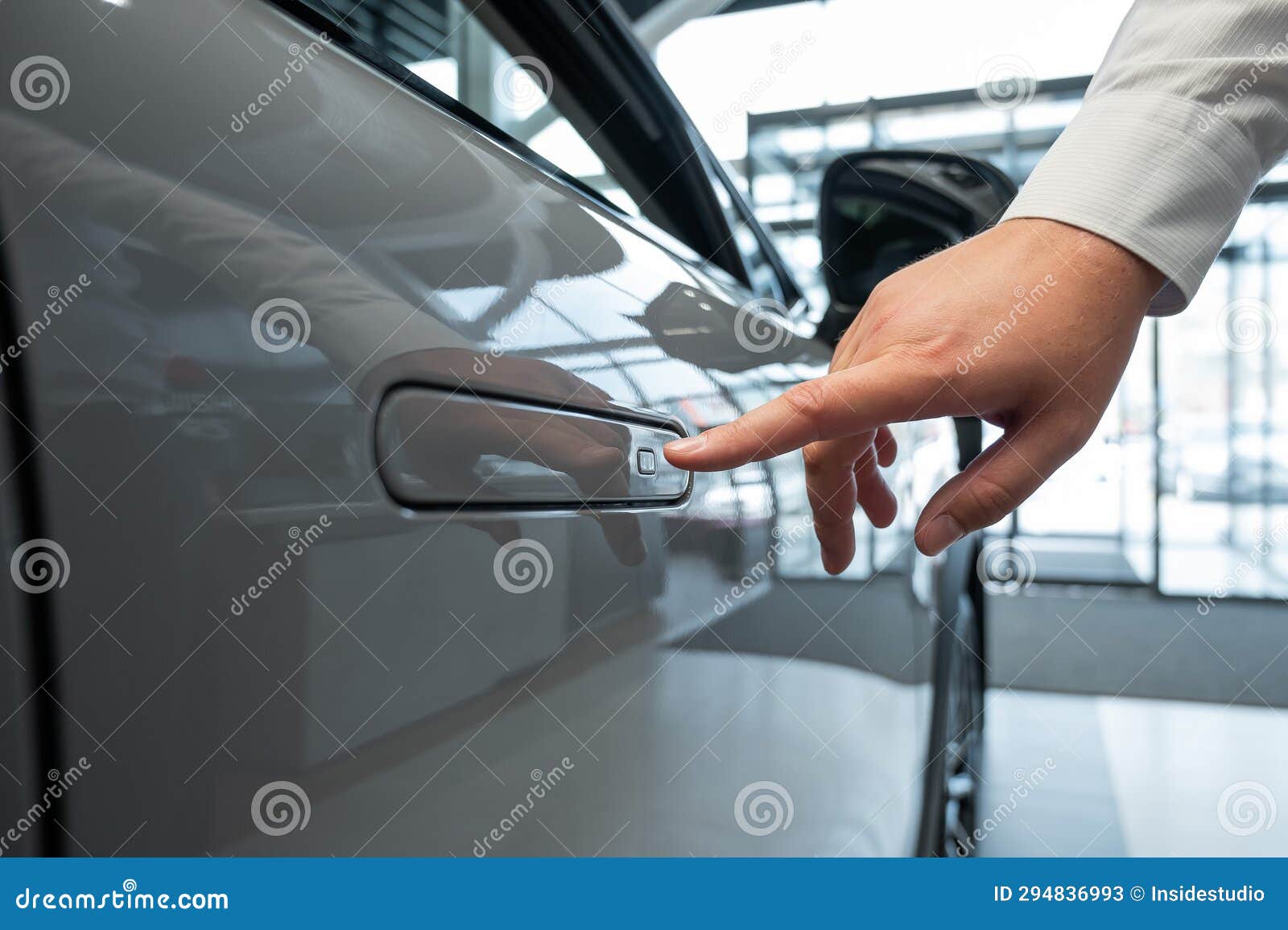 A Man Opens a Car Door with a Fingerprint. Integrated Handle. Stock ... A Man Opens a Car Door with a Fingerprint. Integrated Handle. Stock ...