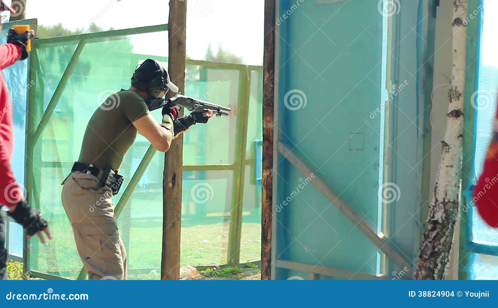 Man Opens the Door and Shoot at Targets Stock Footage - Video of ...