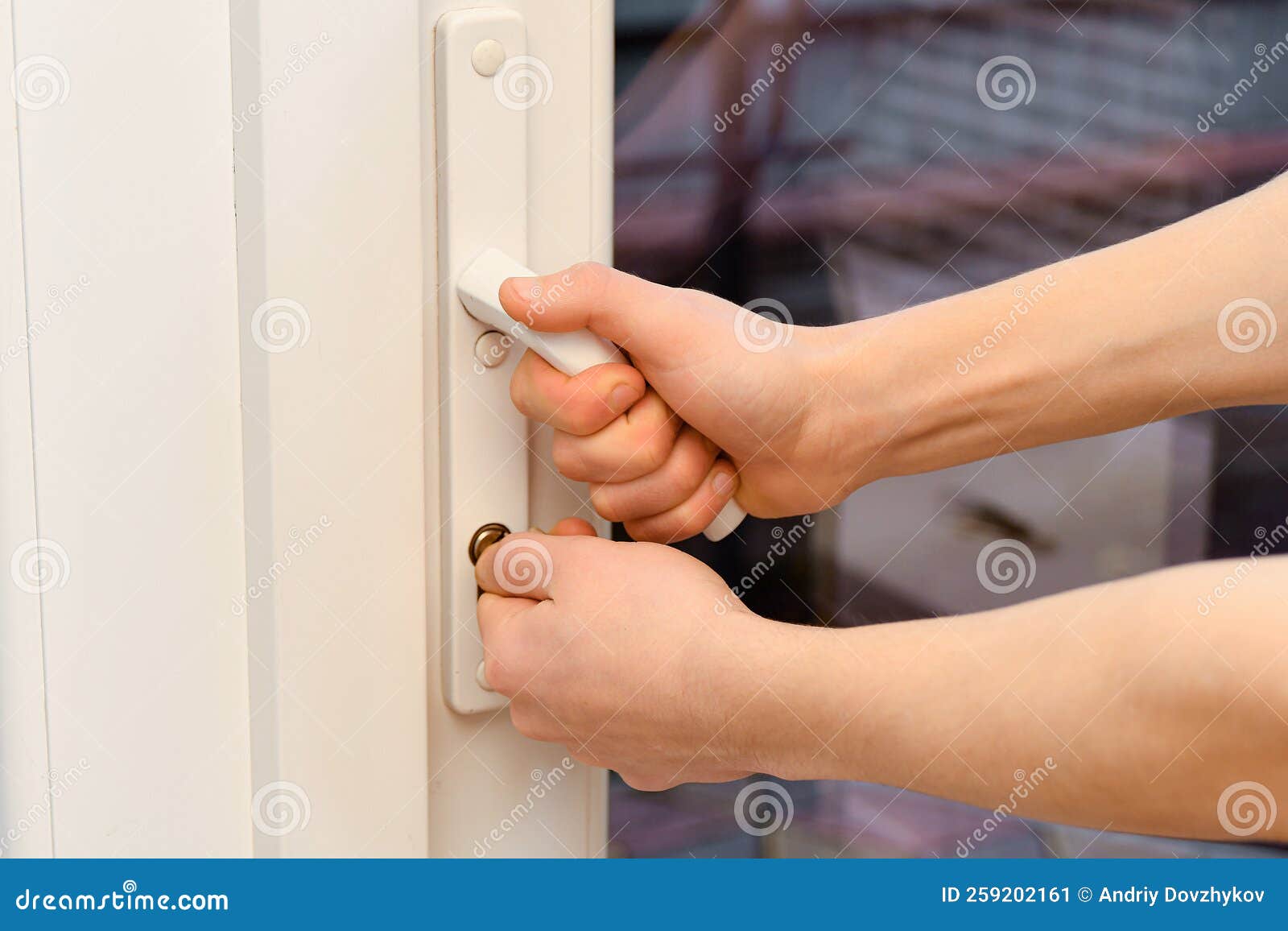 A Man Opens the Front Door with a Key Stock Image - Image of agent ...
