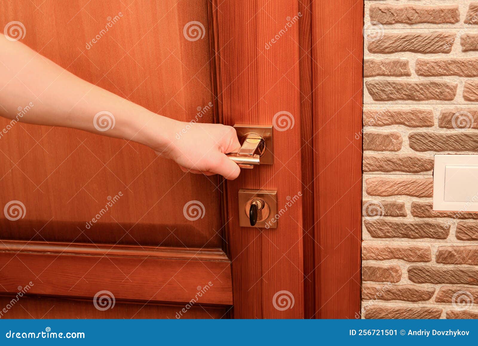 A Man Opens the Front Door with a Key Stock Image - Image of flat ...