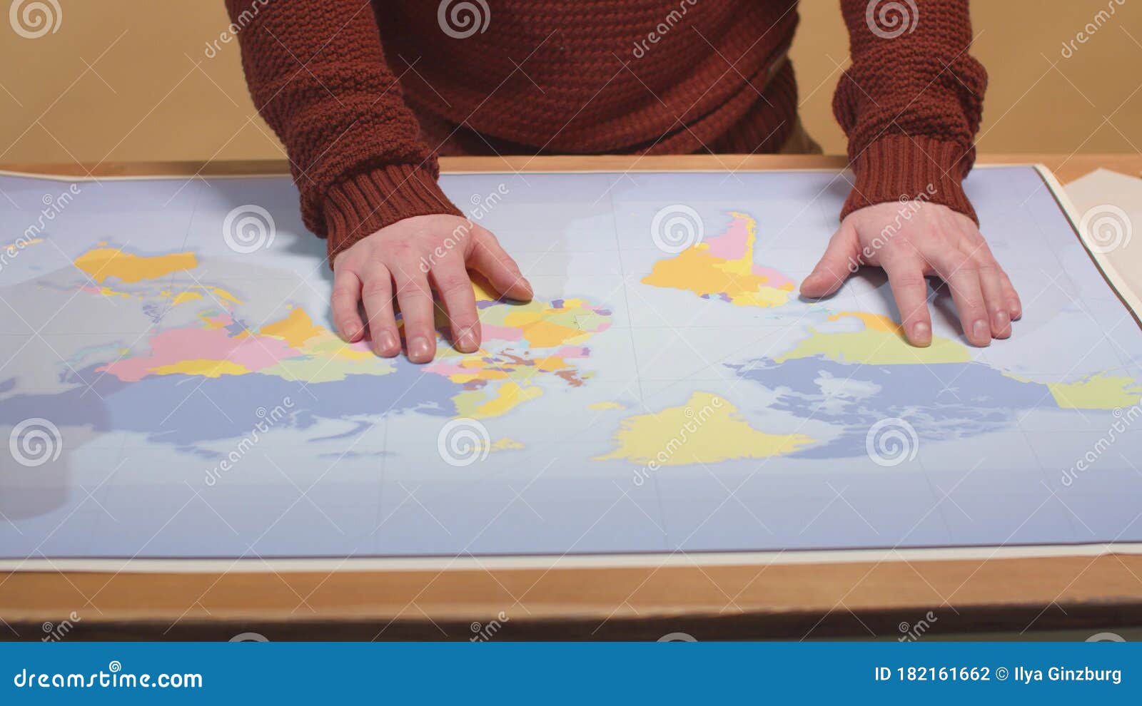 A Man Opens a Map and Pointing on it. Close Up Stock Photo - Image of ...