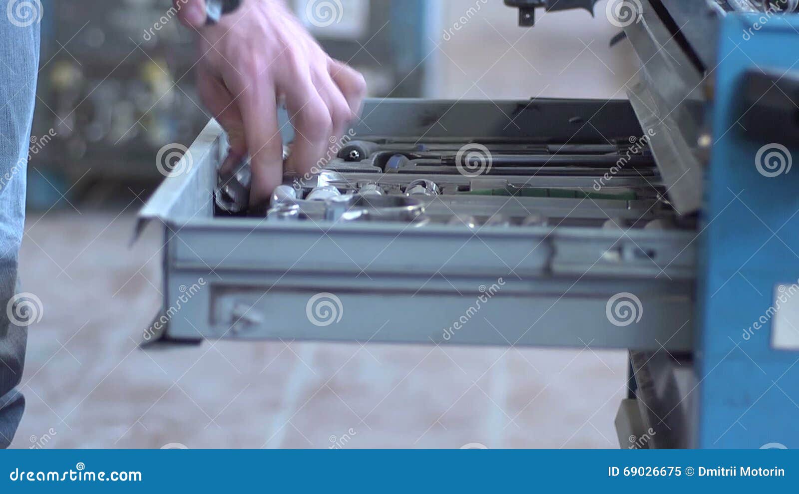 The man opens the toolbox stock video. Video of open - 69026675