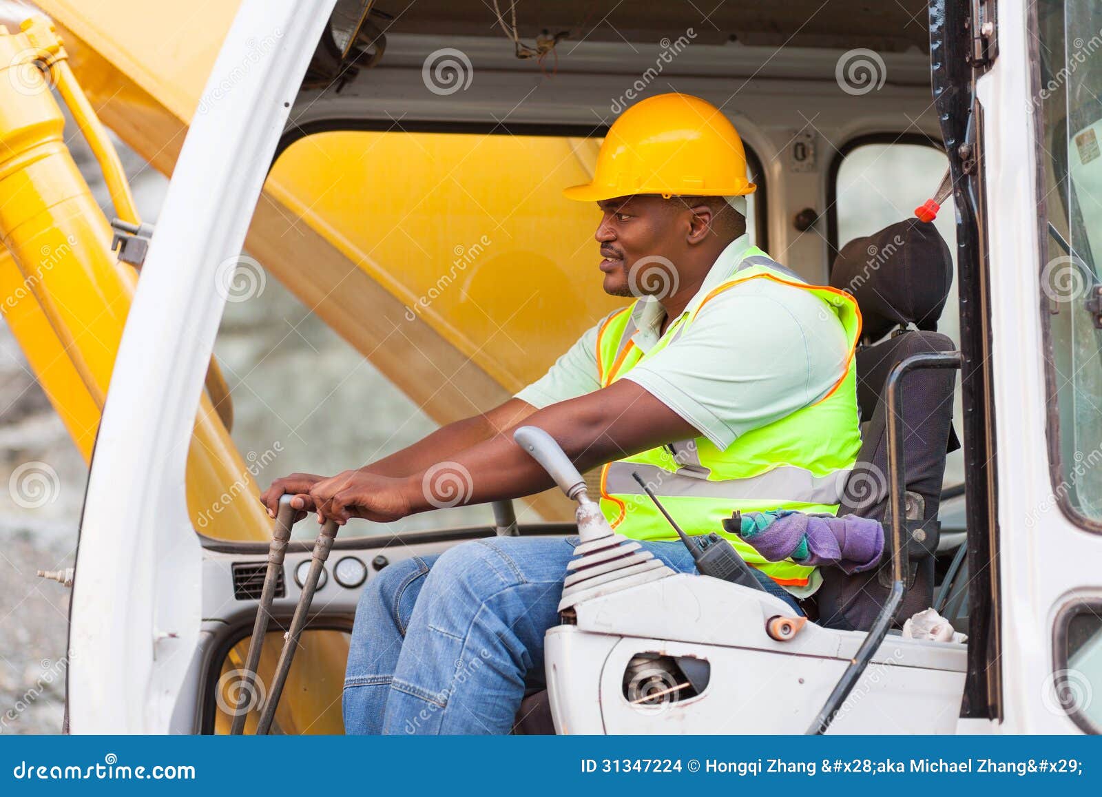 Man operates excavator stock photo. Image of digger, male - 31347224