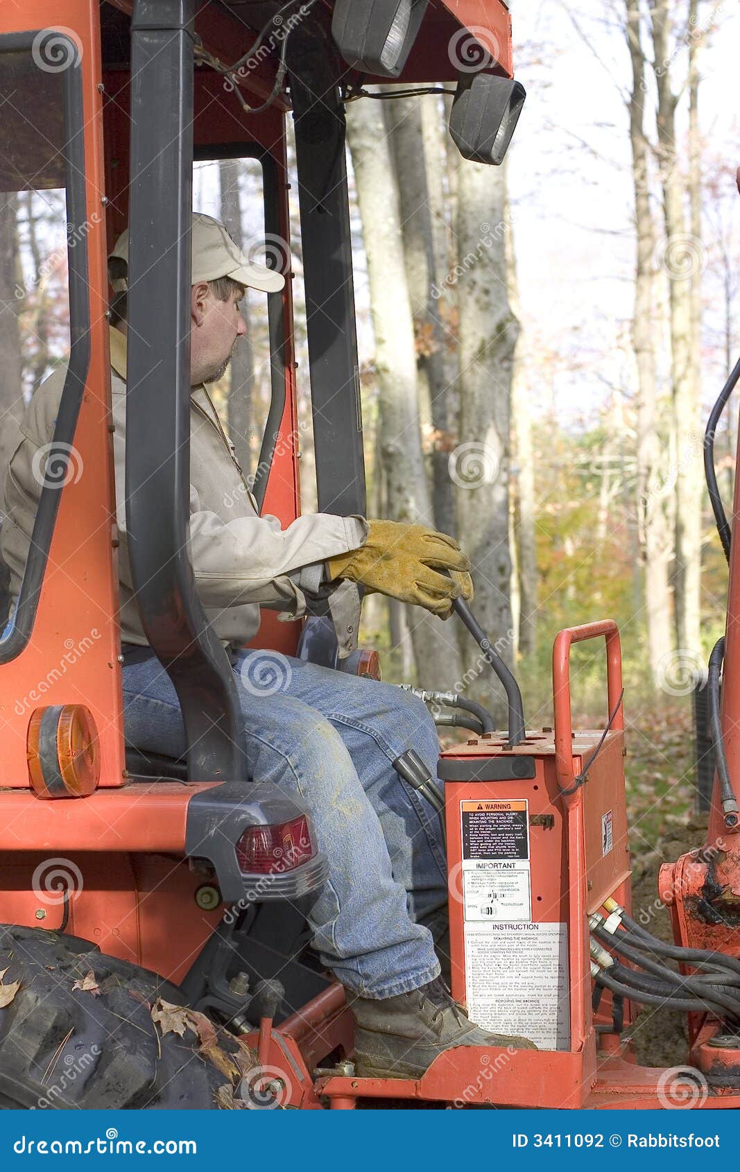 Man operating backhoe stock photo. Image of working, power - 3411092