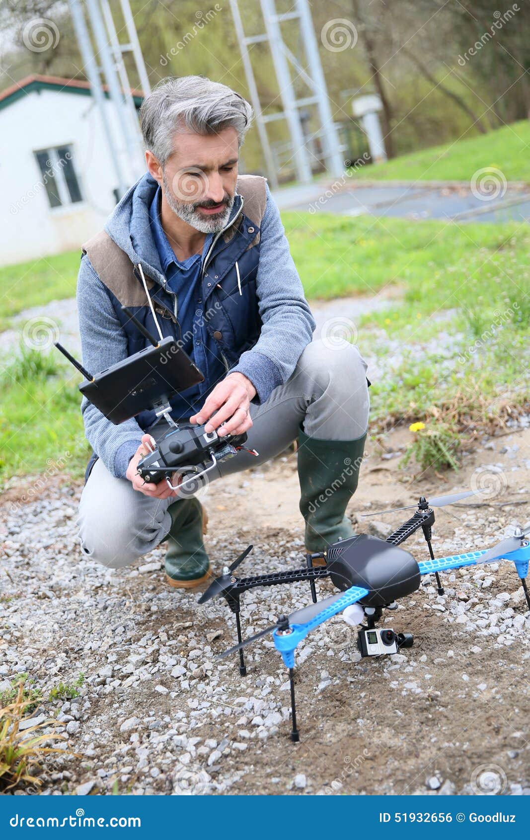 Man Operating a Drone with Remote Control Outdoors Stock Photo - Image ...