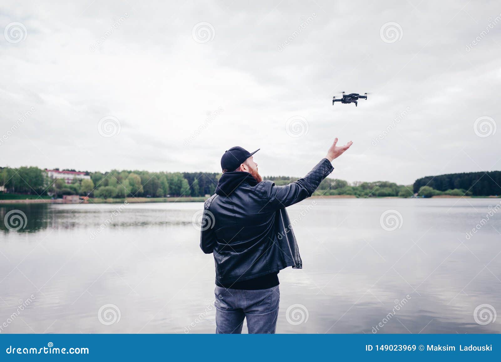 Man Operating / Flying with Drone Stock Image - Image of beautiful ...