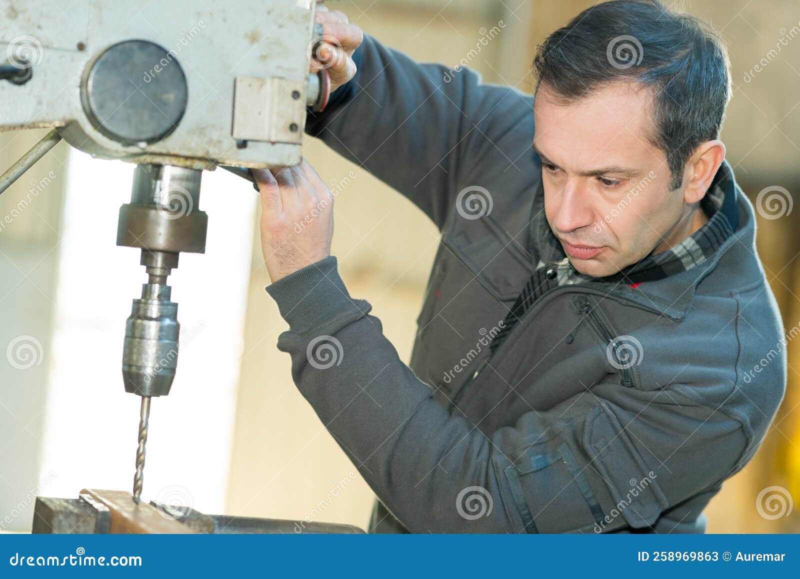 Man Operating Milling Machine Stock Image - Image of iron, factory ...