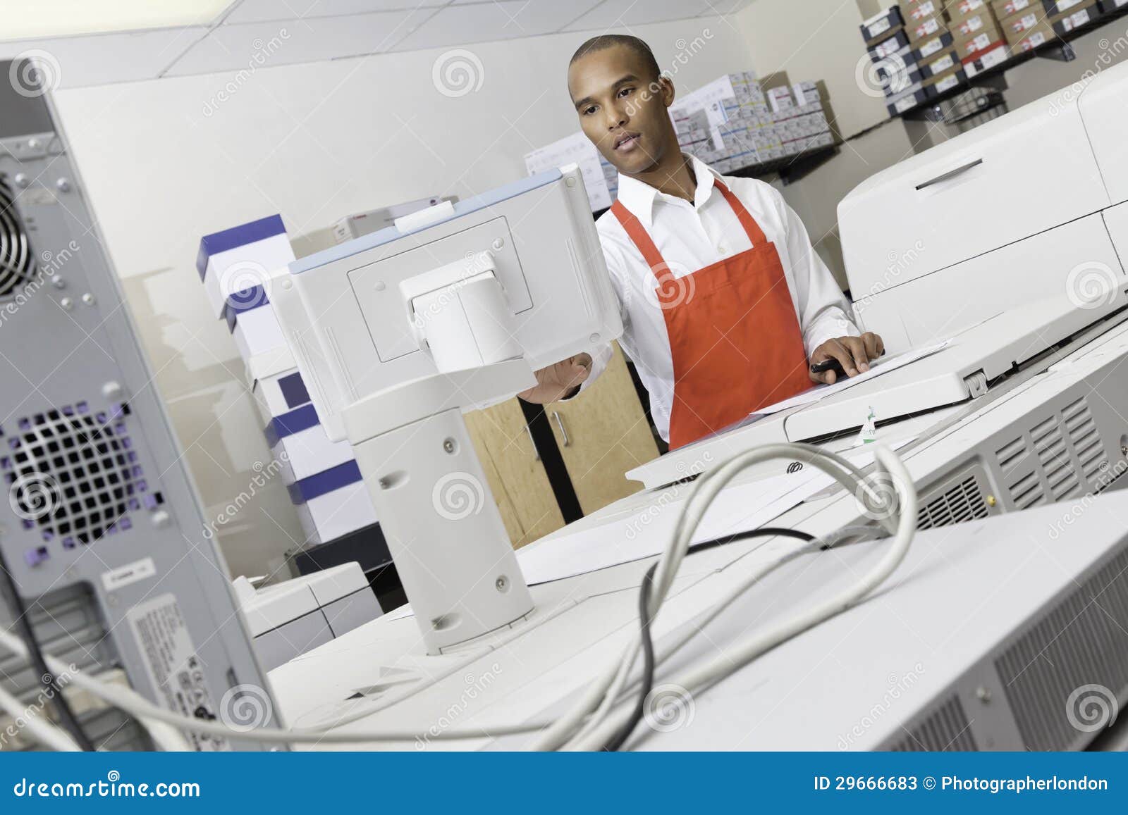 Man Operating Printing Machine at Press Stock Image - Image of indoors ...