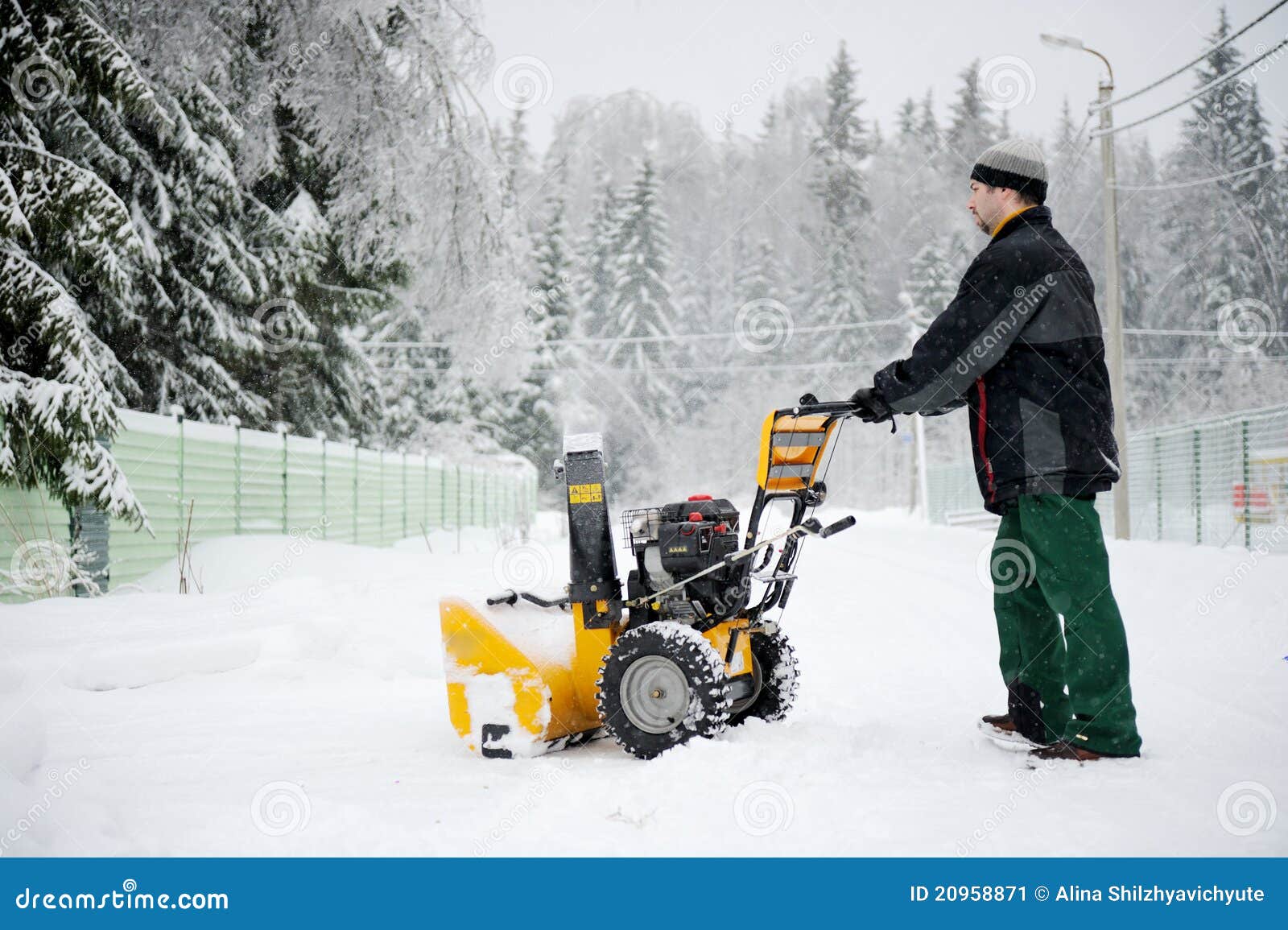 A Man Operating Snow Blower Stock Image - Image of frigid, necessity ...