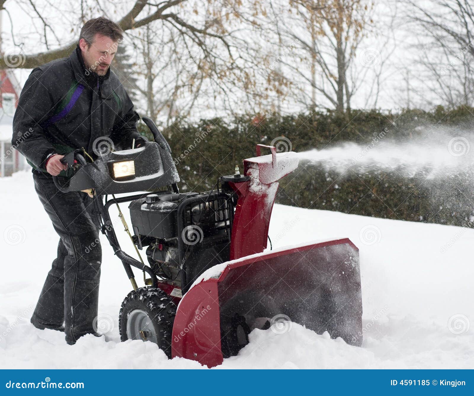 Man operating snow blower stock image. Image of remove - 4591185
