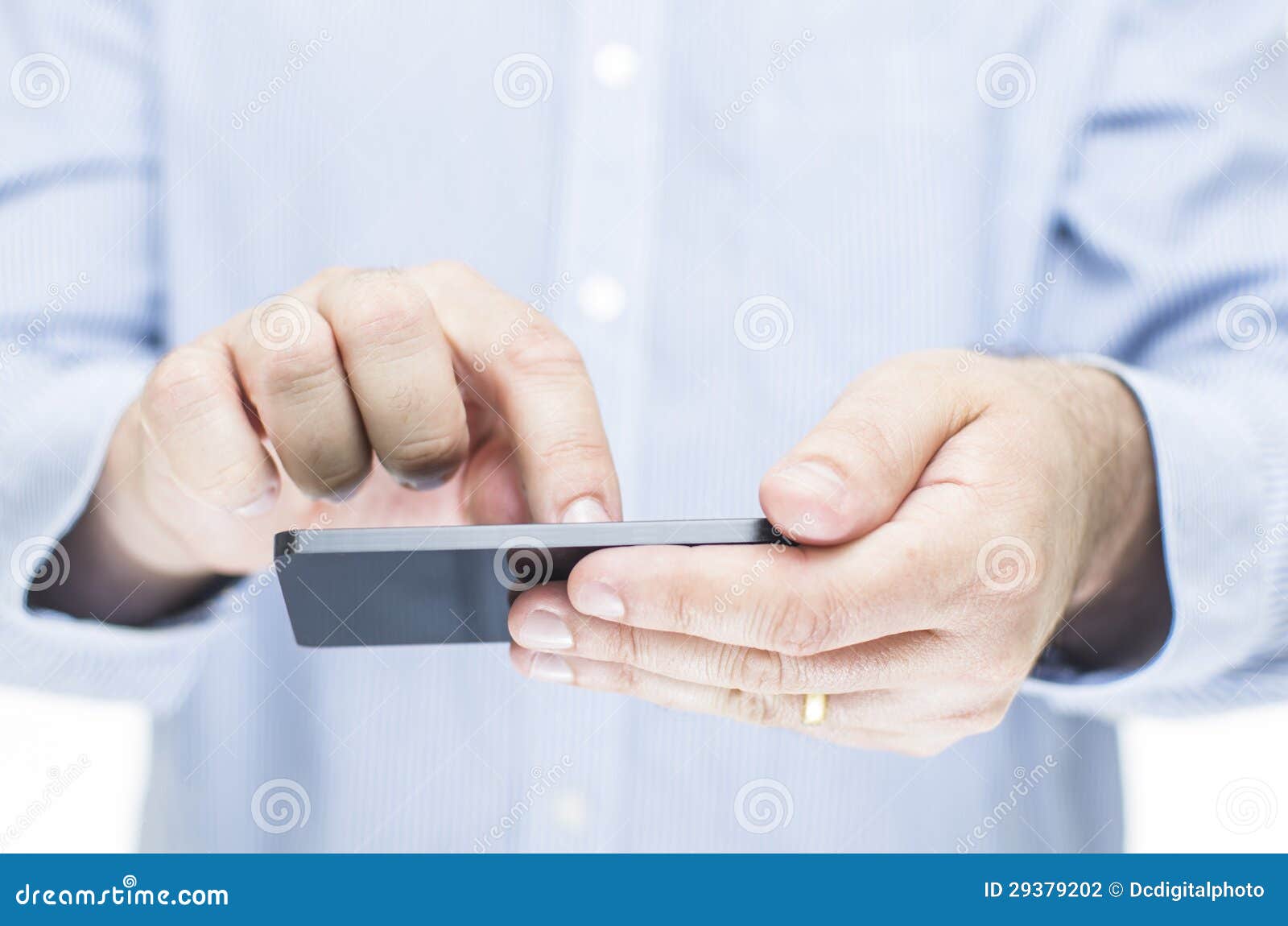 Man Operating a Touchscreen Mobile Phone Stock Photo - Image of high ...