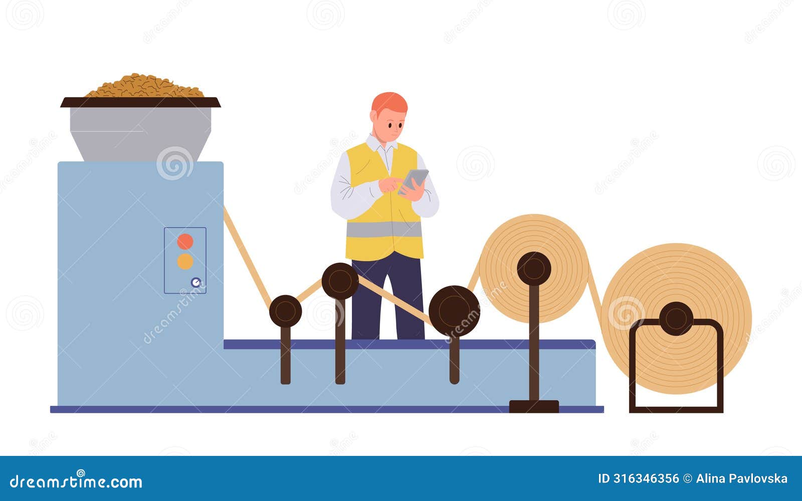 Man Operator Isolated Cartoon Character Controlling Work of Paper ...