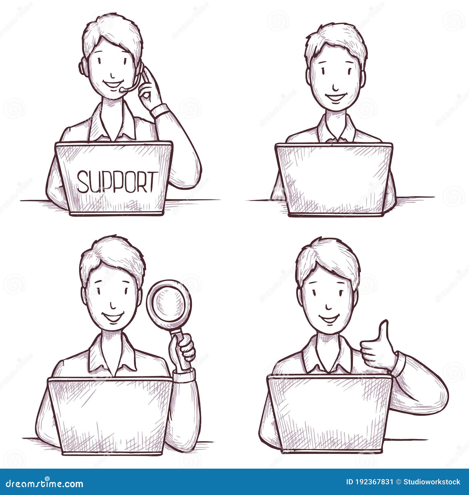 Man Operator Work in Technical Support Service Stock Vector ...