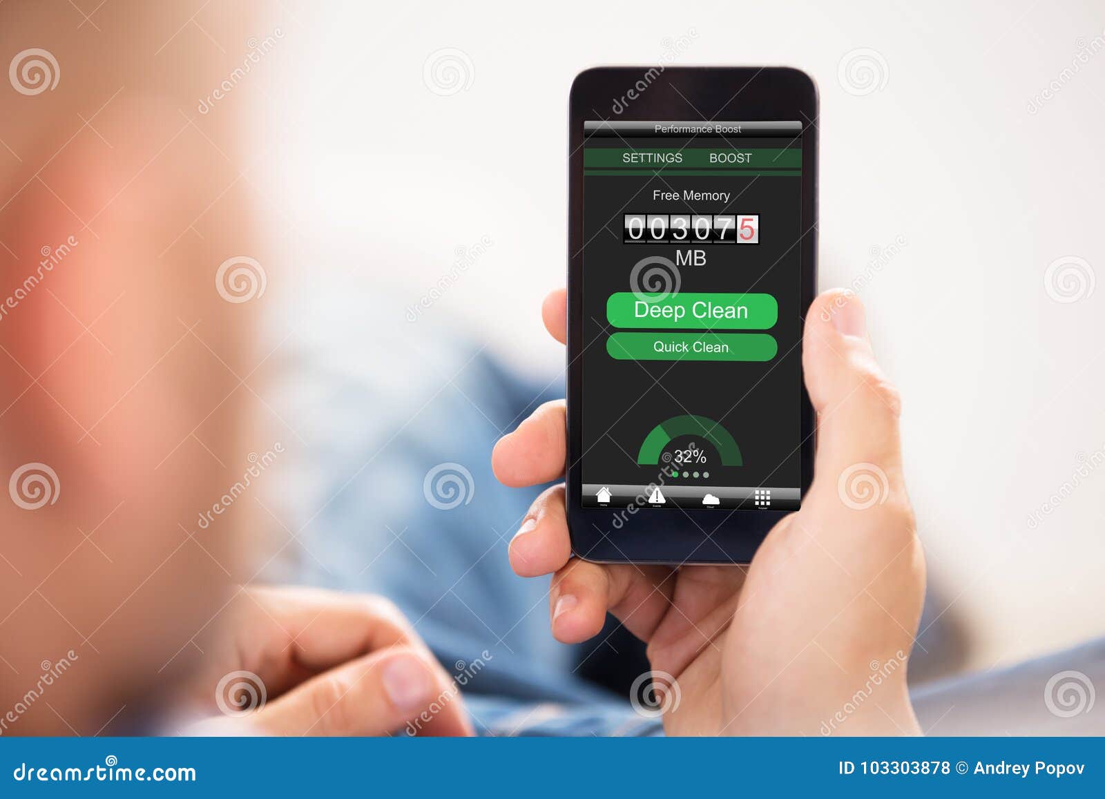 Man Optimizing Smart Phone stock photo. Image of phone - 103303878