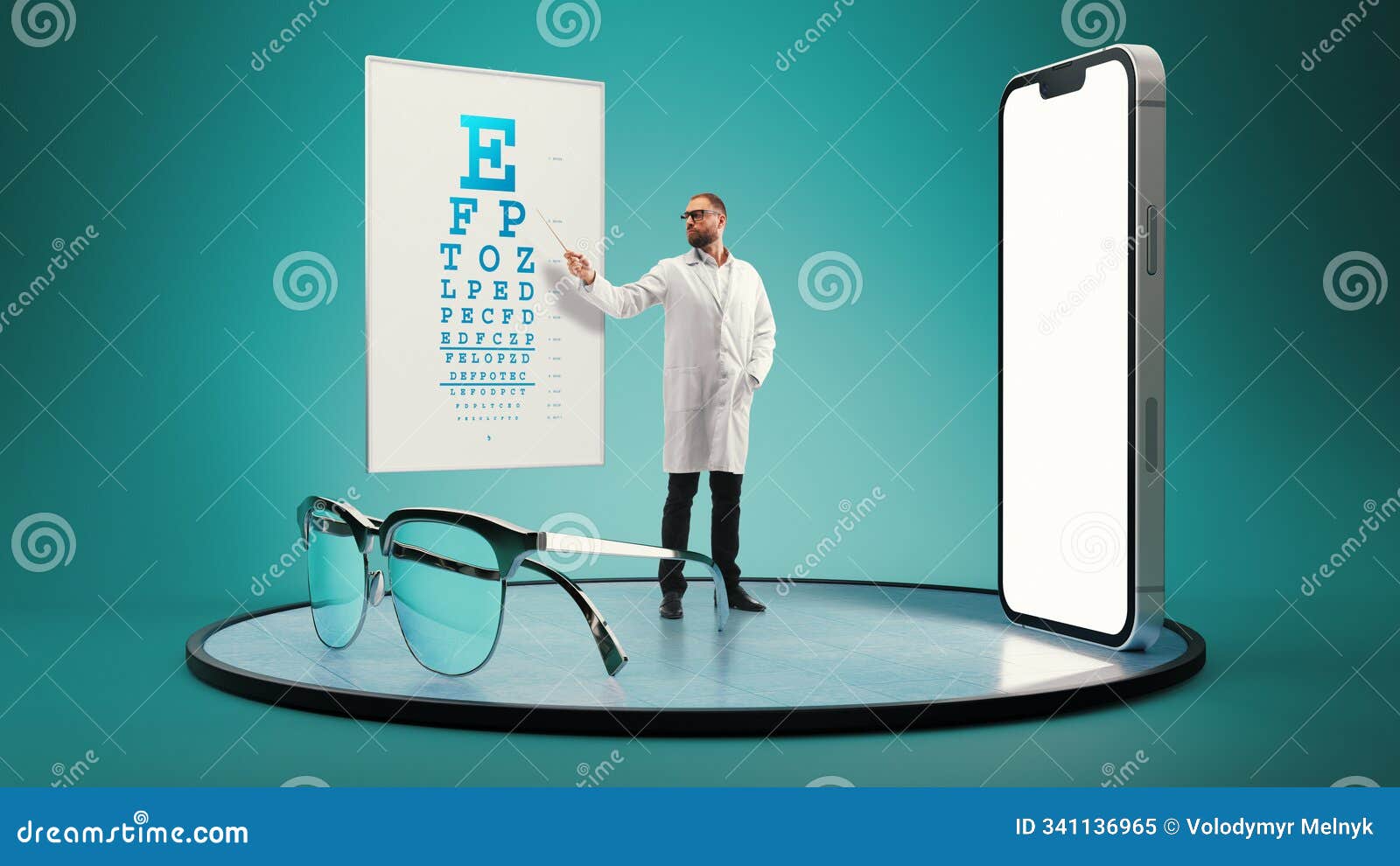 Optometrist Pointing At Small Letters On Checkup Table In Clinic, Eyes ...