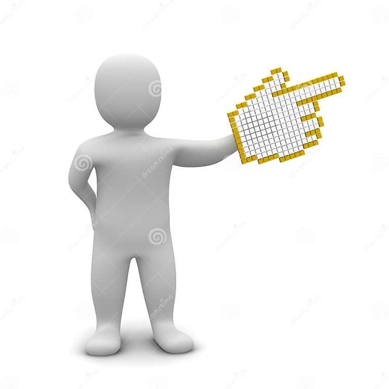 Man and Orange Mouse Cursor Stock Illustration - Illustration of move ...