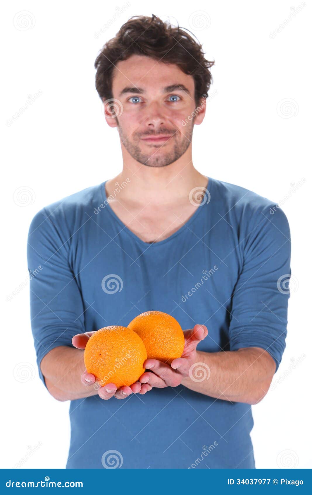Man with orange stock image. Image of lovely, give, chew - 34037977