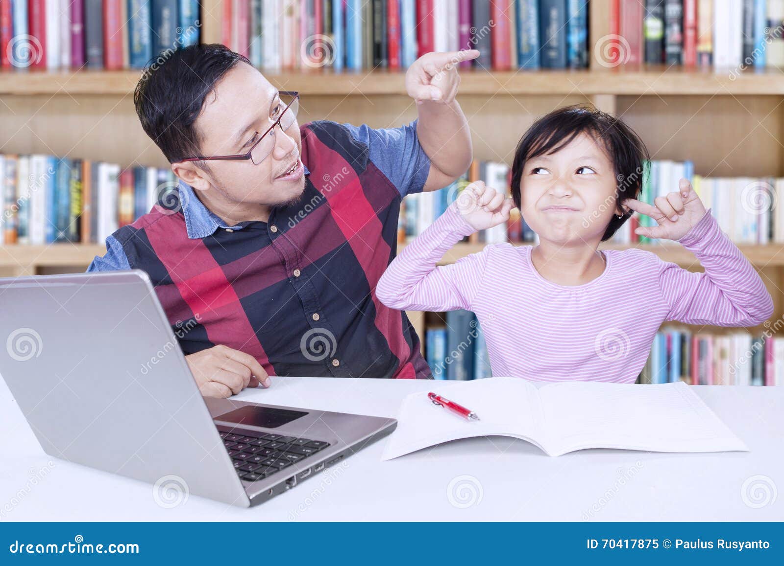 Man Ordering a Child To Study Stock Image - Image of female, knowledge ...