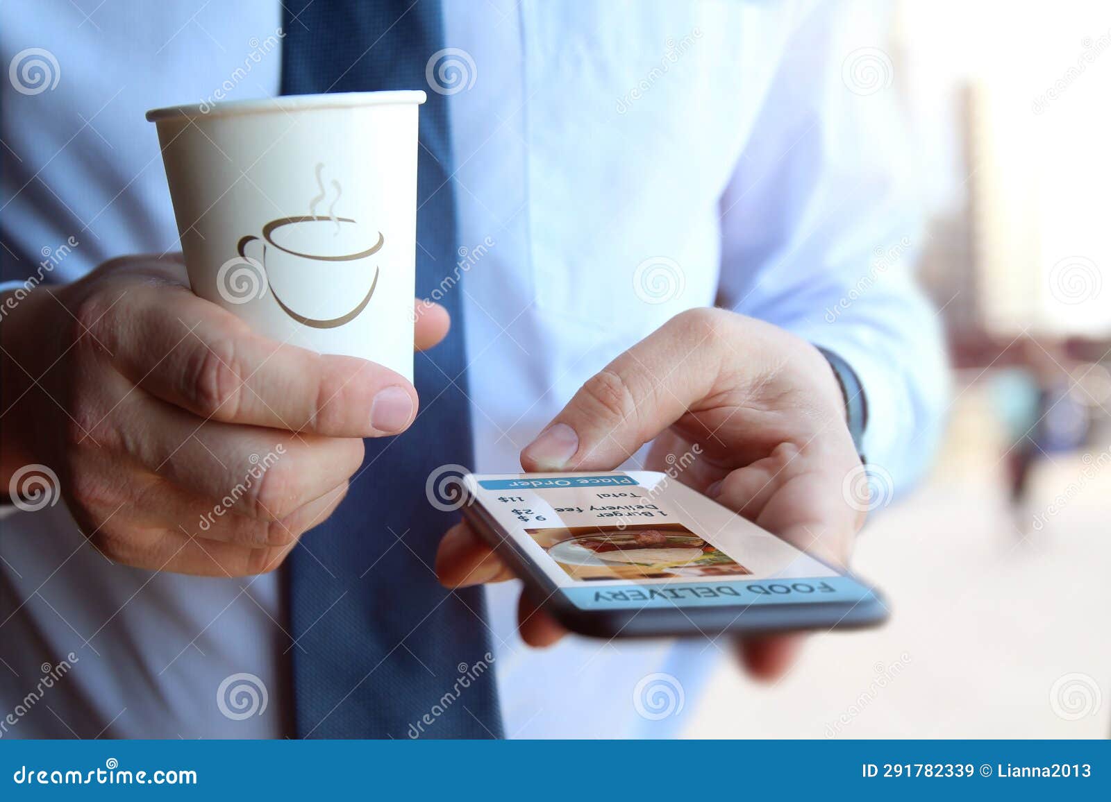 Man is Ordering Food on the Internet Using an App, Restaurant Meals ...