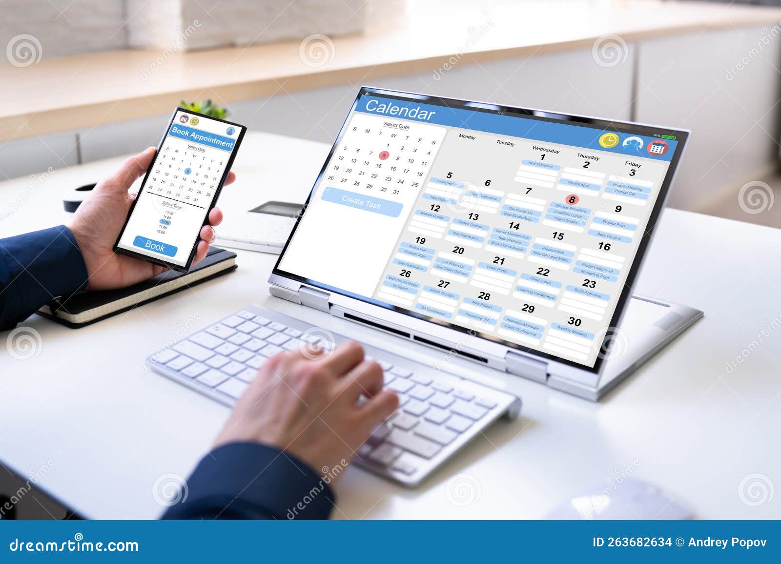 Man Organizing Appointment Schedule Using Cellphone Stock Photo - Image ...