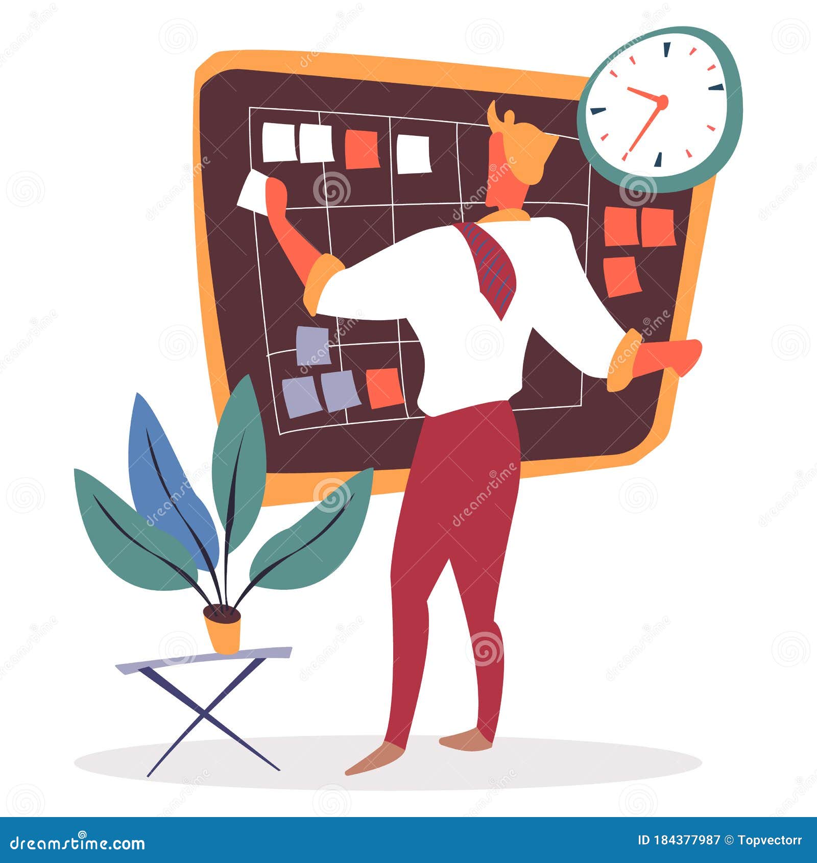 Man Organizing Tasks Appointment Management Vector Stock Vector ...