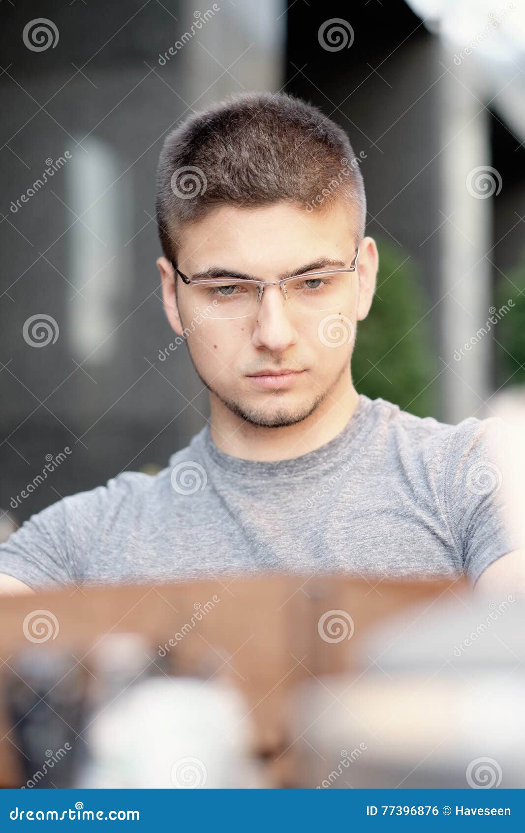 Man in Outdoor Restaurant Looking at the Menu Stock Photo - Image of ...