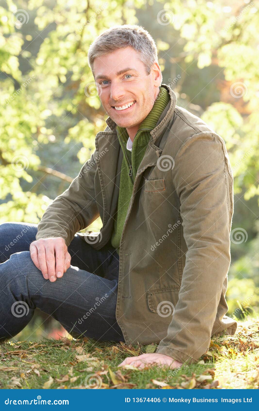 Man Outdoors in Autumn Landscape Stock Photo - Image of person, casual ...