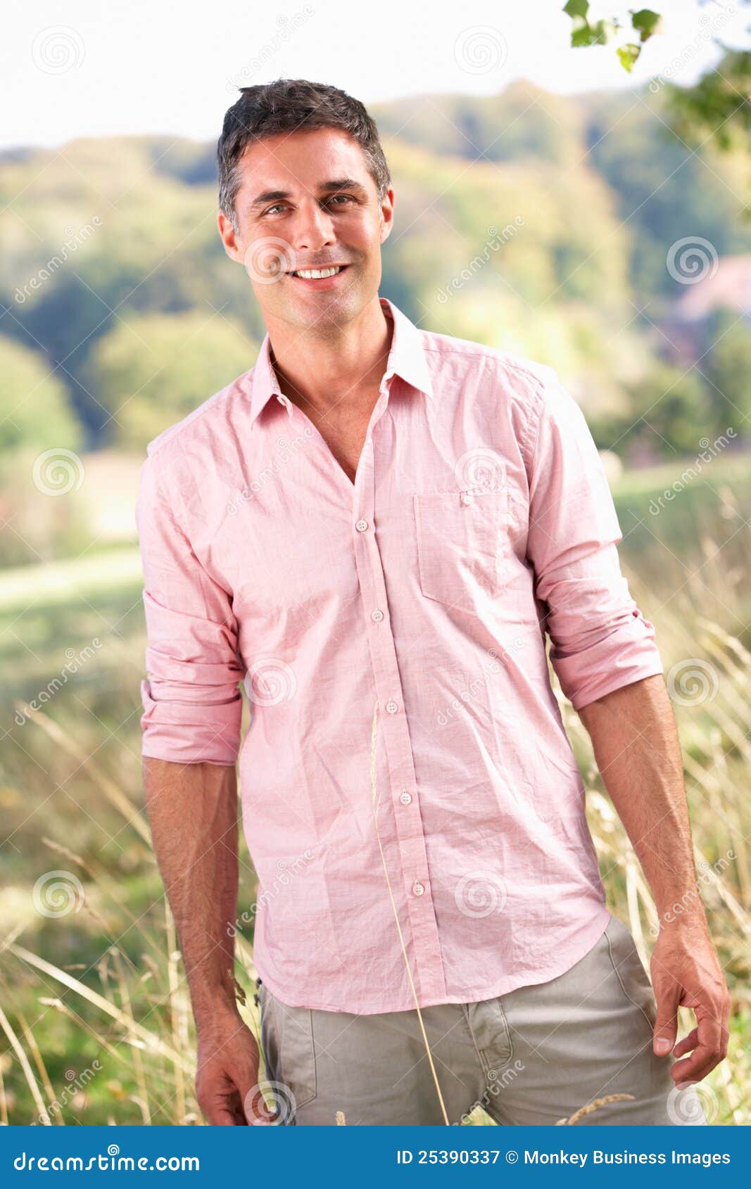 Man Outdoors in Countryside Stock Image - Image of country, relaxed ...