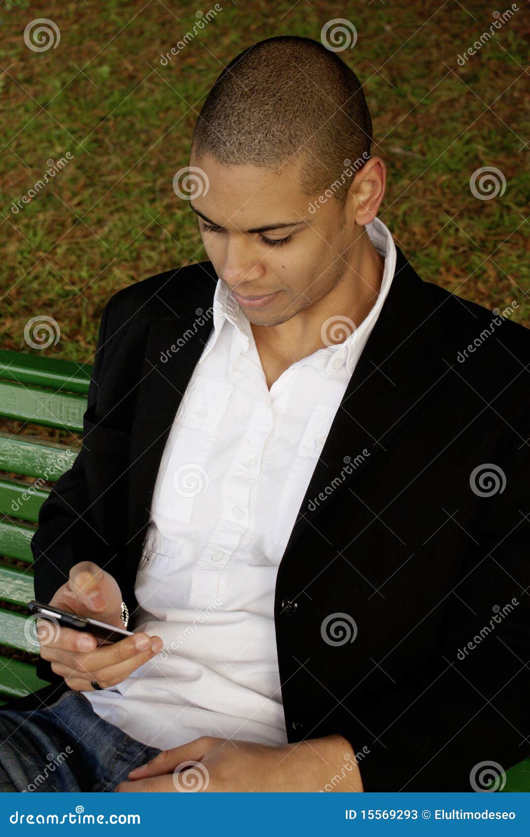 Man outdoors with phone stock image. Image of businesspeople - 15569293