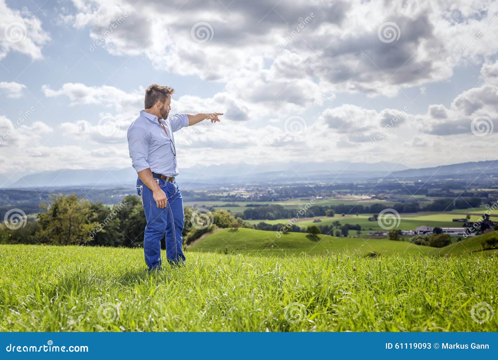 Man outdoors pointing stock image. Image of outdoors - 61119093