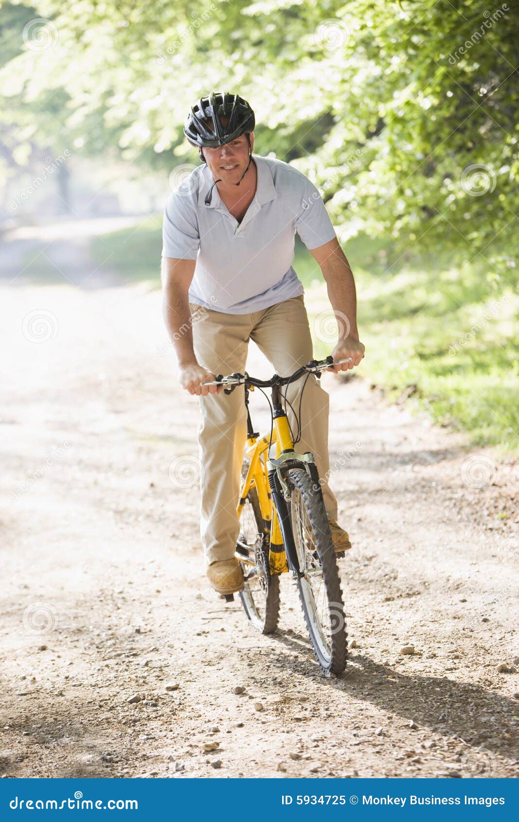 Man Outdoors Riding Bike Smiling Stock Image - Image of bicycle, full ...