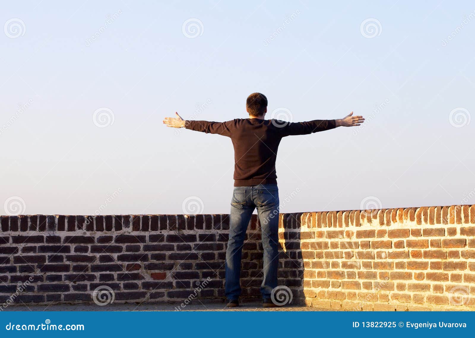 Man with outstretched arms stock image. Image of outdoors - 13822925