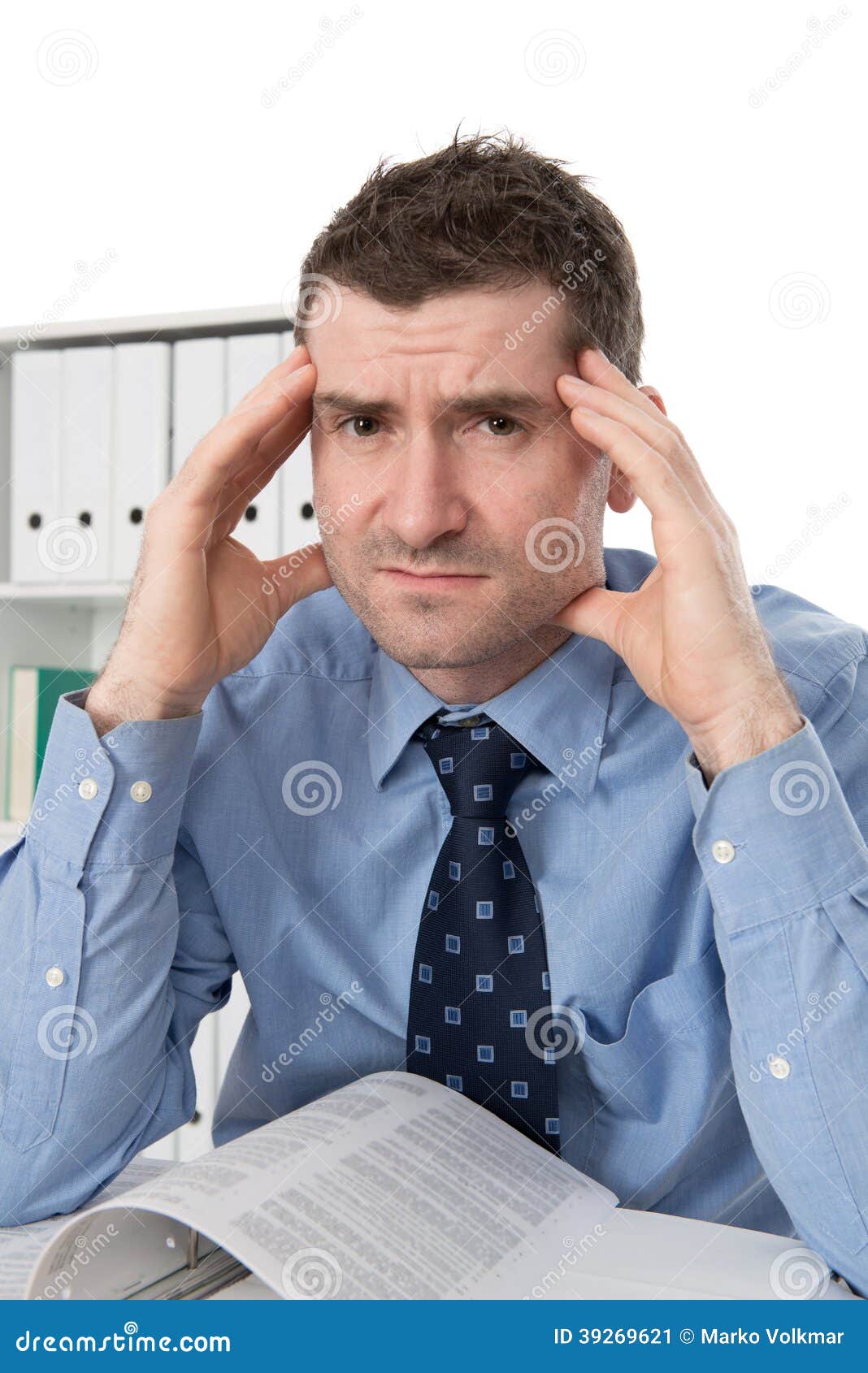 Man is over-worked stock image. Image of engrossed, business - 39269621