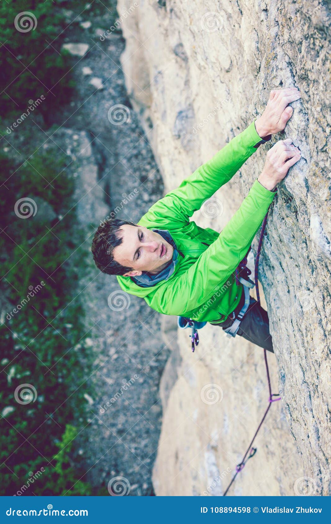 The man on the rock. stock photo. Image of male, fearless - 108894598