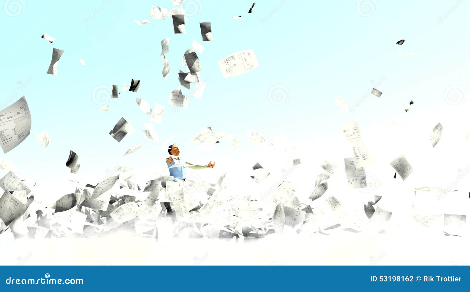 Man drowning in paperwork stock illustration. Illustration of paperwork ...