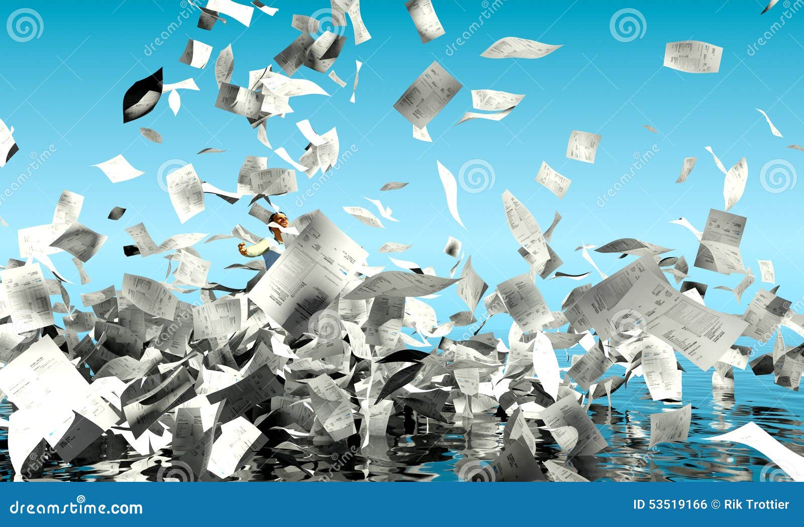Man Overloaded with Paperwork Stock Illustration - Illustration of work ...