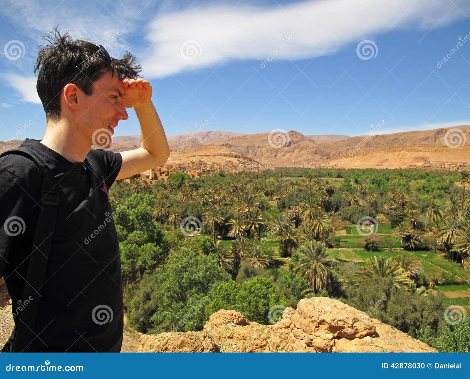 Man overlooking oasis stock photo. Image of green, atmosphere - 42878030