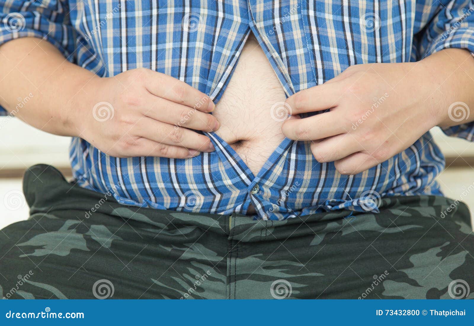 Man With Overweight Abdomen Isolated On White Background Stock Image ...