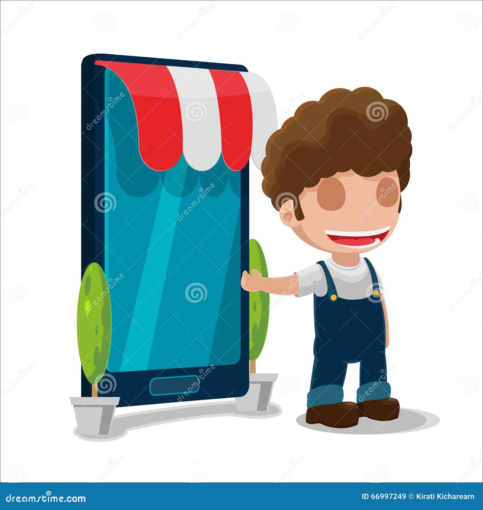 Man Owner Smart Phone Shop stock vector. Illustration of globe - 66997249