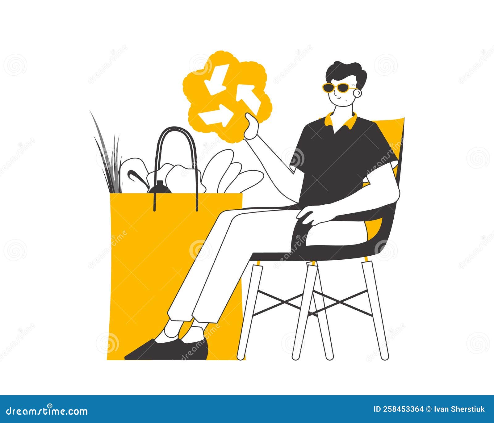 A Man, a Package with Products and an Eco Logo. the Concept of ...