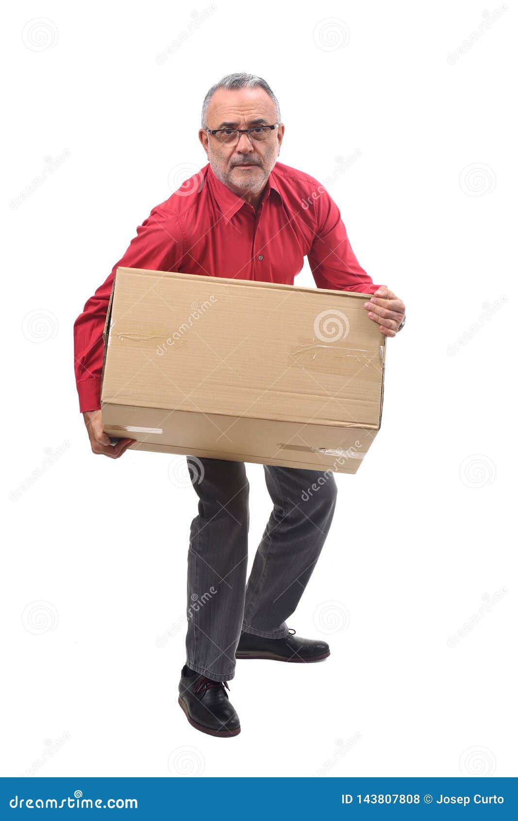 Man with Package on White Background Stock Photo - Image of online ...