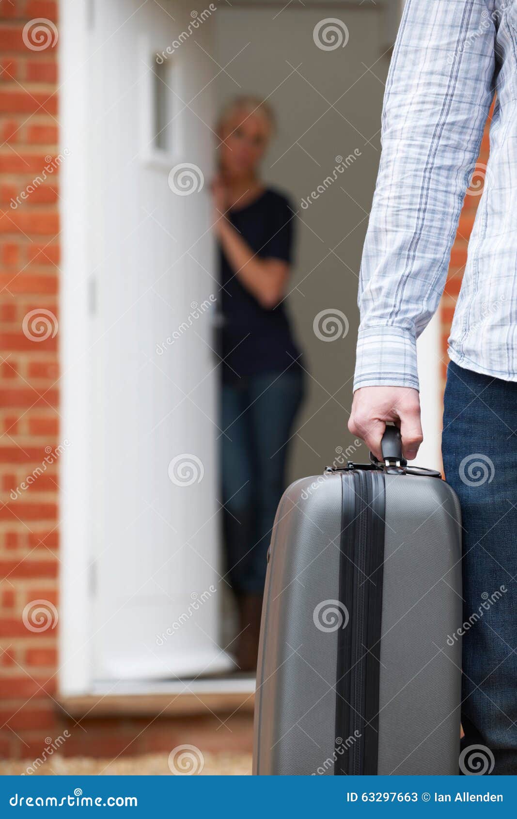 Man with Packed Suitcase Leaving Wife Stock Image - Image of wife ...