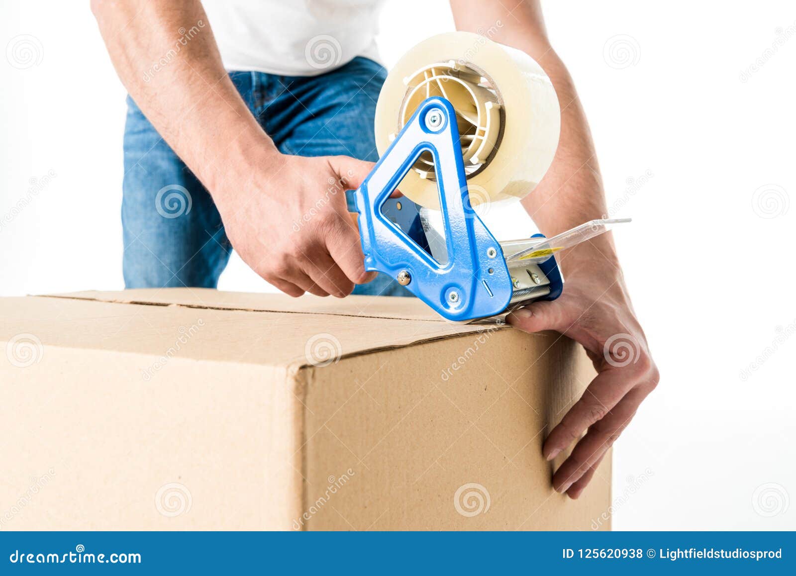 Man packing box stock photo. Image of caucasian, people - 125620938