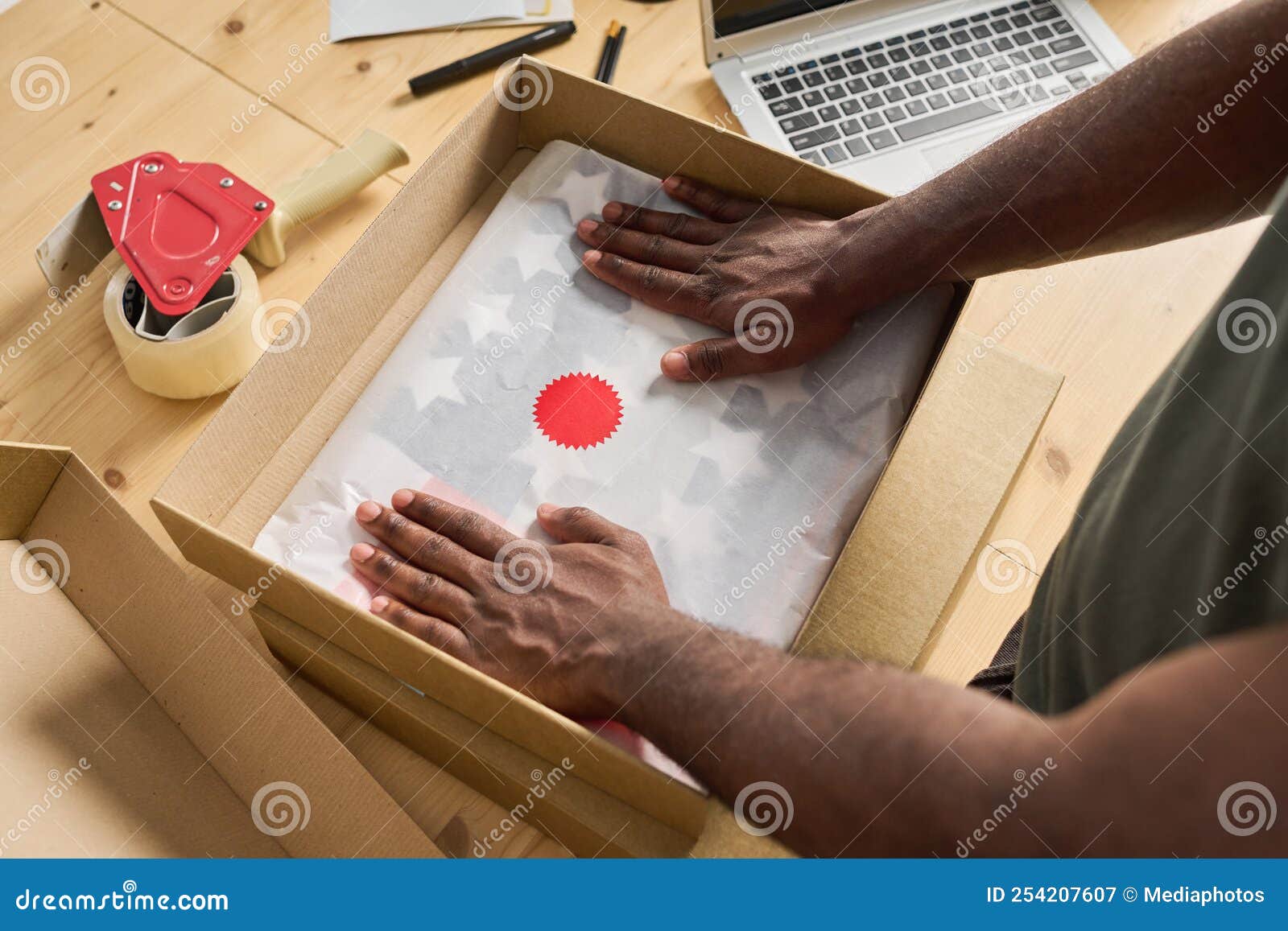 Man Packing the Order in Box Stock Image - Image of goods, work: 254207607