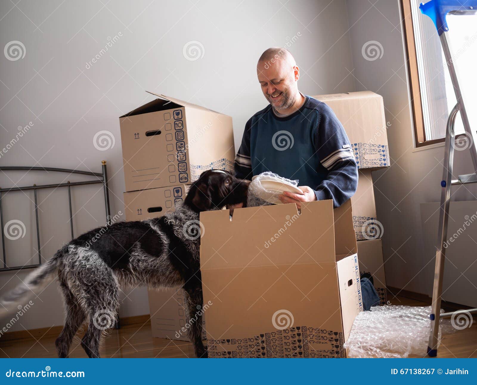 Man packing plates stock image. Image of caucasian, smiling - 67138267