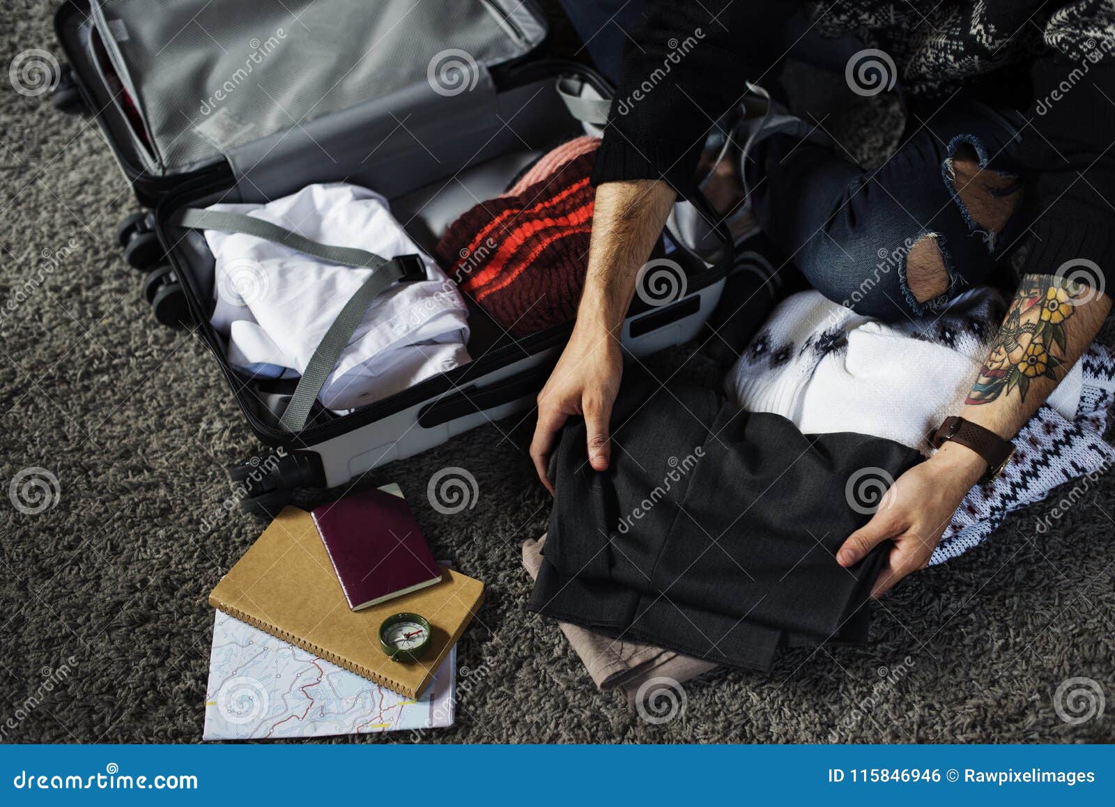 Man Packing for a Vacation Trip Stock Photo - Image of chill, luggage ...