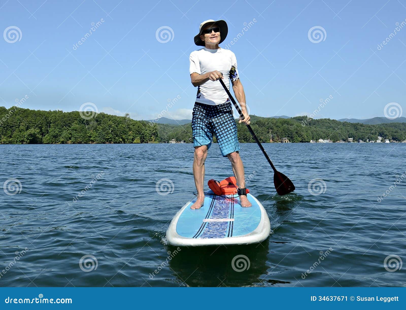 Man on Paddleboard stock image. Image of travel, landscape - 34637671